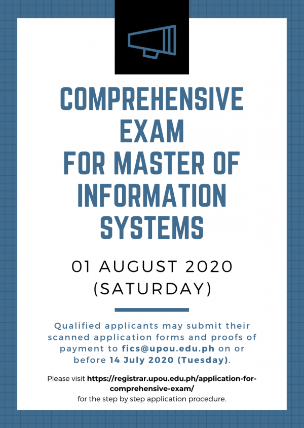 Comprehensive Exam for the Master of Information Systems program is on ...